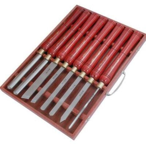8PC CHISEL SET HSS WOOD LATHE CARVING WOOD TURNING GAUGE PARTING TOOLS ...