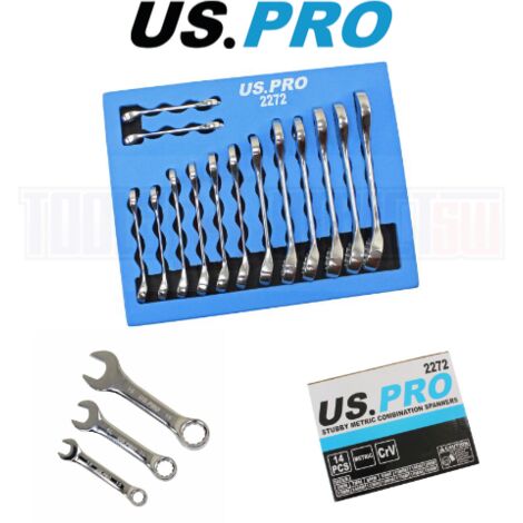 US PRO SPANNER SET 12PC METRIC 8-19MM COMBINATION OPEN RING WRENCH 3234