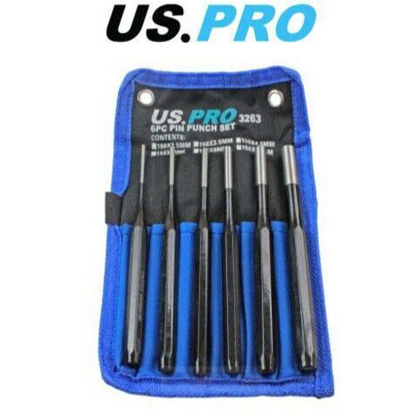 US Pro Pin Punch Set 6pc Pin Nail Centre Punch PIN Punch 2.5mm - 10mm 3263