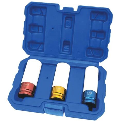 Goodyear Alloy Wheel Nut Deep Impact Socket Set 1/2"" Drive 17 19 21mm ...