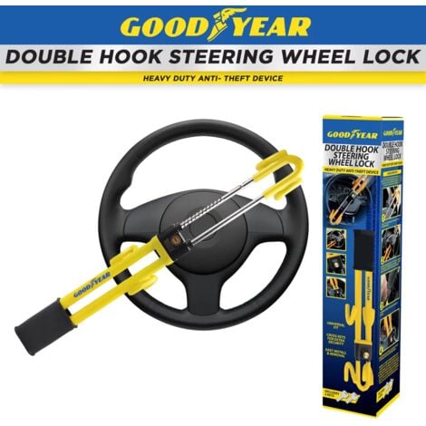 GOODYEAR STEERING WHEEL LOCK UNIVERSAL HIGH SECURITY CAR VAN CROOK LOCK ...