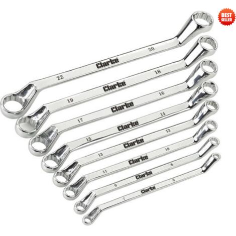 CLARKE OFFSET SPANNER SET 8PC COMBINATION POLISHED WRENCH 6-22MM CHT807