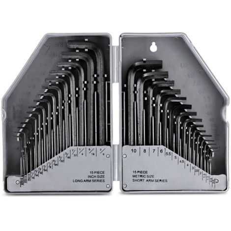 30pc Hex Key Set Metric Imperial AF Allen Hexagon Wrench Heavy Duty ...