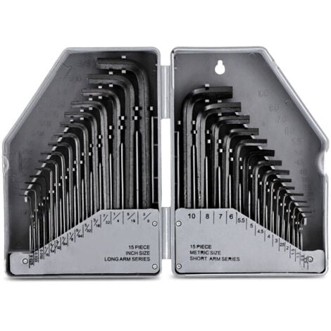 30pc Hex Key Set Metric Imperial AF Allen Hexagon Wrench Heavy Duty Case HX023