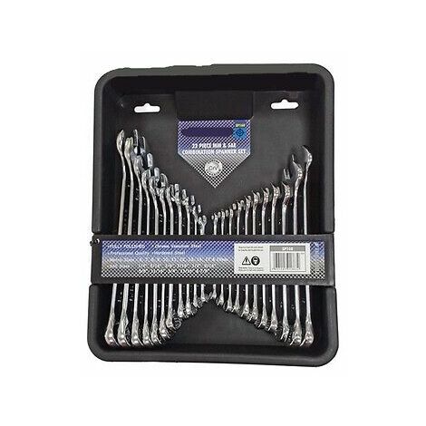 22PC METRIC AF SAE IMPERIAL POLISHED COMBINATION SPANNER WRENCH SET TZ SP160