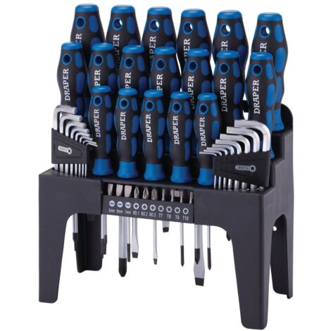 44-Piece Blue Screwdriver and Hex Key Set with Bits by Draper Tools