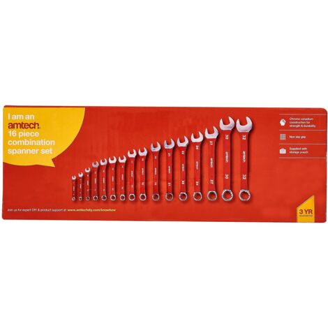 16PC SOFT GRIP RED DROP FORGED COMBINATION SPANNER SET IN CASE 6-32MM K0550