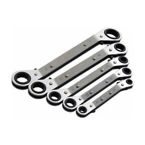 HEAVY DUTY 5PC METRIC OFFSET REVERSIBLE RATCHET RING SPANNER WRENCH SET ...
