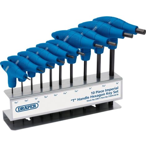 DRAPER ALLEN KEY 10PC IMPERIAL AF T HANDLE ALLAN HEX KEY WRENCH T BAR ...