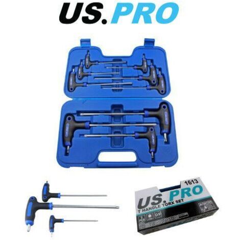 US PRO 9pc T10 - T50 T Handle Torx Star Key Set Torx Star Screwdriver 6 ...