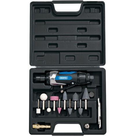 DRAPER AIR DIE GRINDER 15PC 1/4"" POLISHER SANDER KIT IN CASE 83736