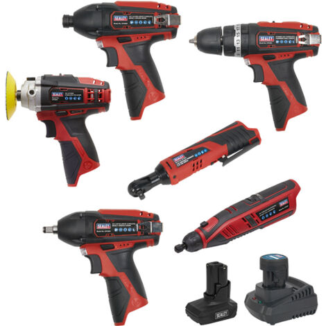 Sealey 6 x SV12 Series Cordless Power Tool Kit 12V - 2 Batteries ...