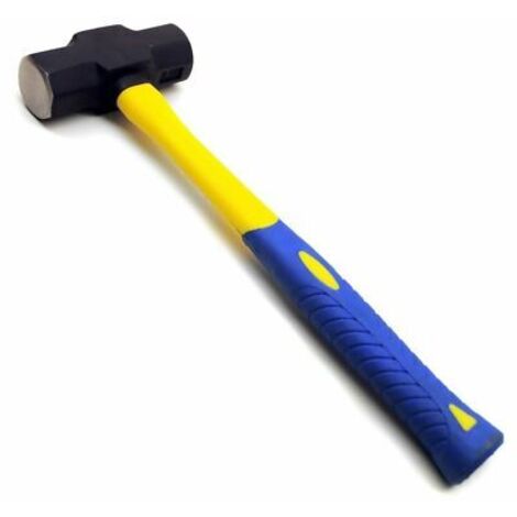 3LB LUMP HAMMER WITH FIBREGLASS SHAFT RUBBER GRIP SLEDGE HANDLE HM085