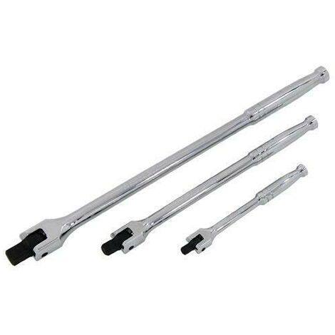 HEAVY DUTY 3PC 1/2 1/4 3/8 FLEXI HEAD KNUCKLE BREAKER BAR RATCHET ...
