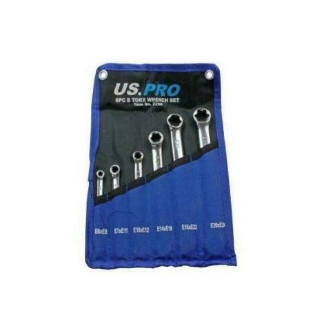 US PRO 6PC E6-E24 TRX TORX E STAR RING SPANNER WRENCH SET IN ROLL 2290