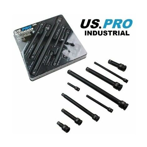 US PRO 3465 9PC 1/4 1/2 3/8 DRIVE LONG REACH IMPACT EXTENSION BAR SOCKET SET