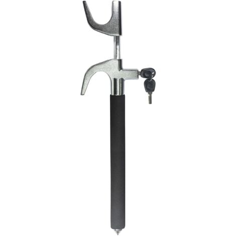 UNIVERSAL STEERING WHEEL LOCK & GLASS HAMMER SECURITY CAR VAN CROOK ...