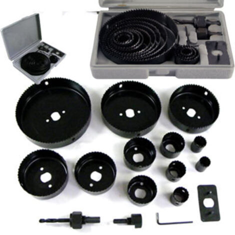 16PC HOLE SAW SET CUTTING 19-127MM WOOD CARBON STEEL CUTTER CIRCULAR ...