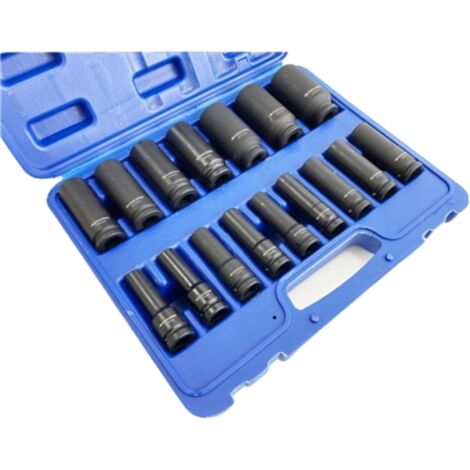 IMPACT DEEP SOCKET SET16PC 1/2"" DRIVE METRIC LONG REACH 10-32MM RAIL SS244