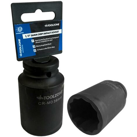 36mm Deep Impact Socket 1/2"" Drive Hub Nut Flywheel Socket Bi Hex 12 ...