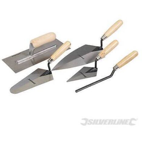SILVERLINE TROWEL SET 5PC TRADESMAN HAND BRICK PLASTERING BUILDER ...