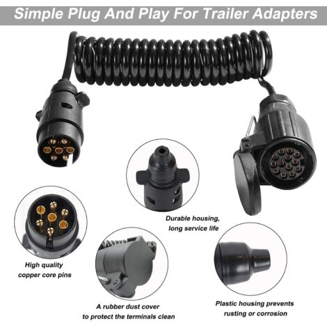 Rallonge Remorque Câble 713 Broches Male Femelle Extension câble 2m 12V ...