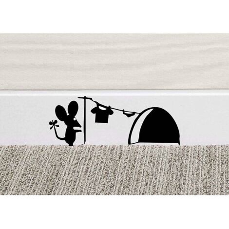 Mouse Hole Wall Art Sticker Wash Vinyl Decal Mouse Home Baseboard Funny ...