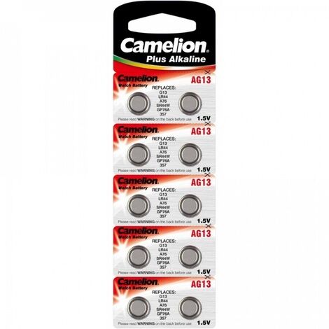 10 Piles bouton AG13, LR44, A76 alcaline 1.5V