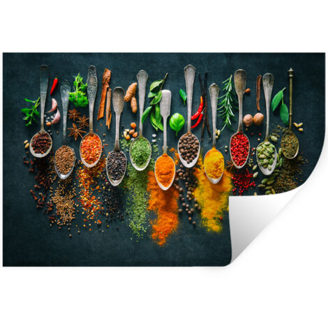 STICKER MURAL Herbes - Épices - Cuillères 60x40