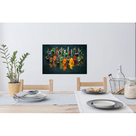 STICKER MURAL Herbes - Épices - Cuillères 60x40