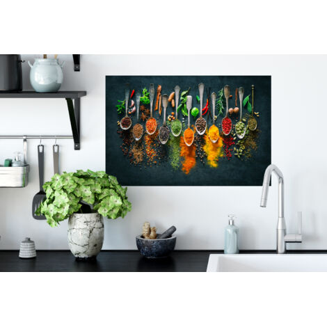 STICKER MURAL Herbes - Épices - Cuillères 60x40