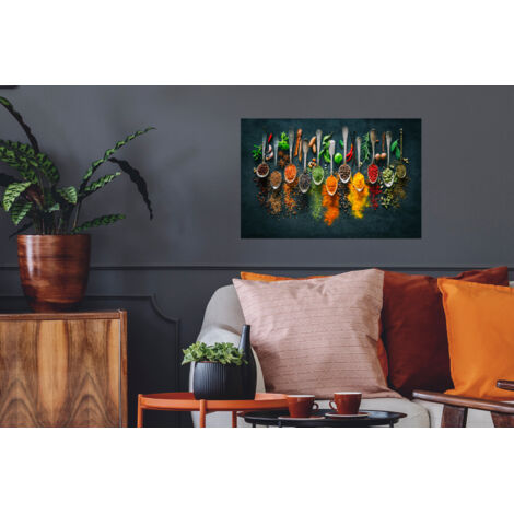 STICKER MURAL Herbes - Épices - Cuillères 60x40