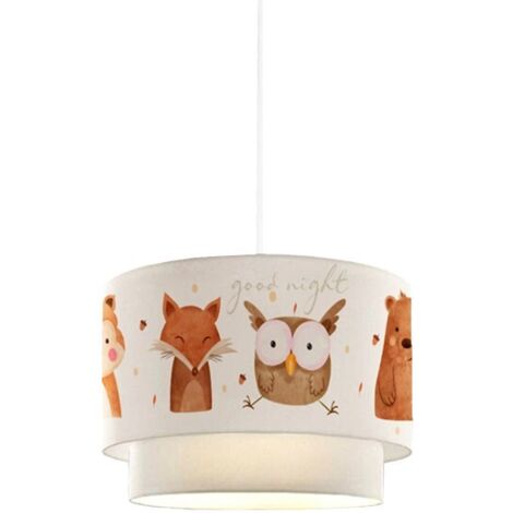 Kids Ceiling Pendant Light E27 White Red Fabric PVC Durable