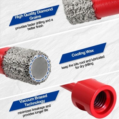 Forets Diamant 2 Pièces 8mm Trépans de Forage avec Filetage M14 pour ...