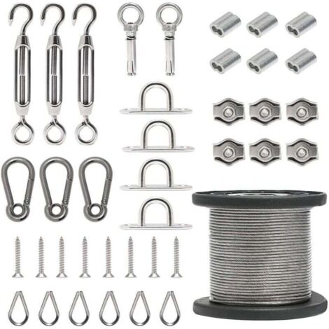 50M Kit de Câble Métallique,Câble en Acier Inoxydable Kit de Câbles en ...