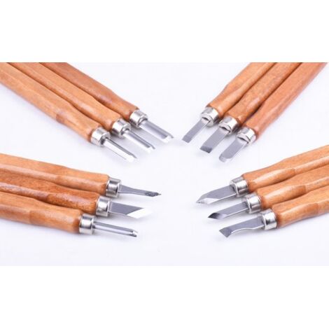 Ensemble de 12 gouges - Outils de sculpture sur bois en bois et acier ...