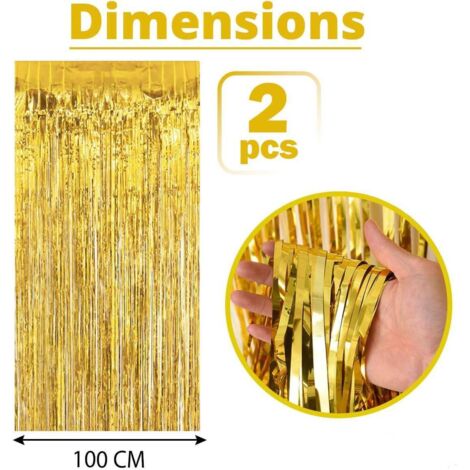rideaux métalliques Lametta, rideaux métallisés, rideaux à anneaux pour ...