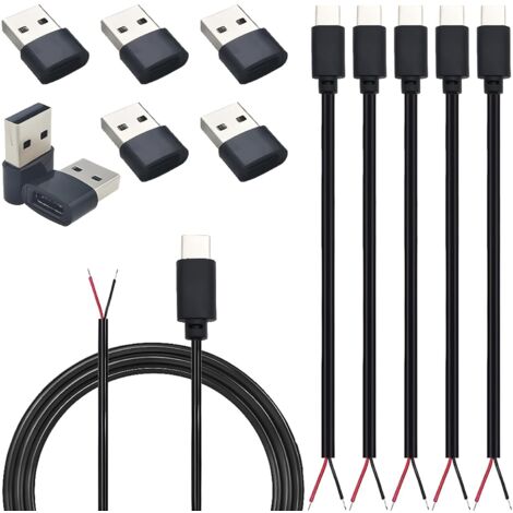 Câble USB C Pigtail 2conducteurs, câble mâle nu de type C 22AWG et ...