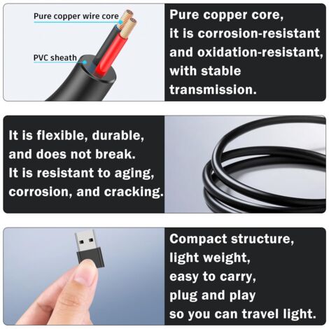Câble USB C Pigtail 2conducteurs, câble mâle nu de type C 22AWG et ...