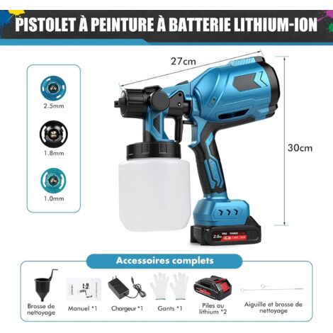 Pistolet de peinture électrique 500W batterie avec 3 motifs de jet ...