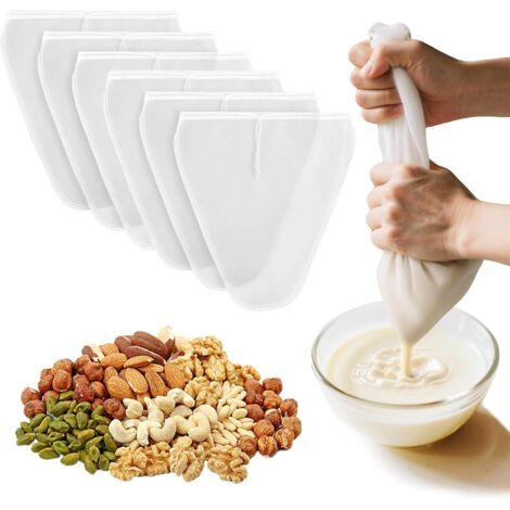 Lot de 6 sacs à lait de noix réutilisables en nylon pour lait d'amande ...