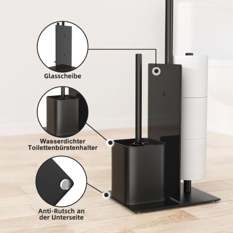 Porte Papier Toilette avec Brosse WC - Porte Rouleau Debout en Acier ...