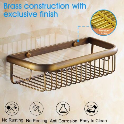 ASDFG Étagère de douche en laiton antique 30 cm