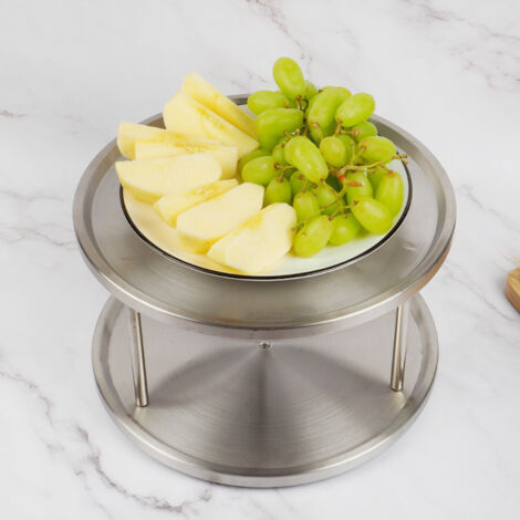 Plateau tournant acier inox - 2 tablettes de rangement rotatives, Acier ...