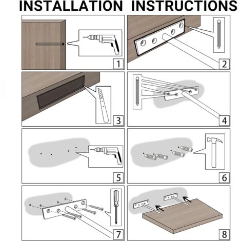 Support pour Etagère Flottante Invisible Support en Métal pour Tablette ...
