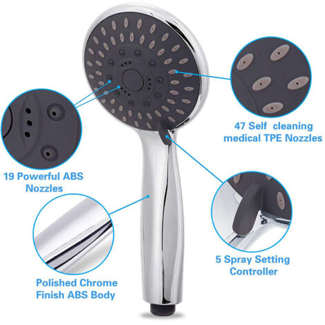 Bathroom Shower Head 5-speed Pressure Hand Shower Set Powerful Water ...