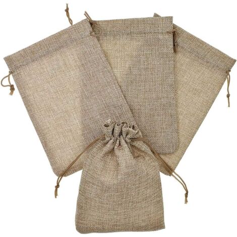 Lot de 10 mini sacs cadeaux en toile de jute, légers, avec poches à ...