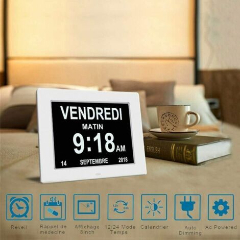 7" LCD Horloge Numérique Calendrier avec Date, Horloge Calendrier avec ...