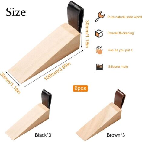 6 Pièces Cale Porte, Cale Porte sol, Bloc Porte sol Avec Boucle en Cuir ...