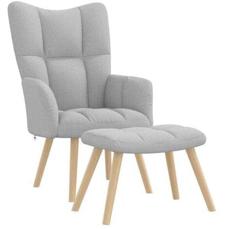 Fauteuil de relaxation gris nuage et son pouf repose-pieds design ...